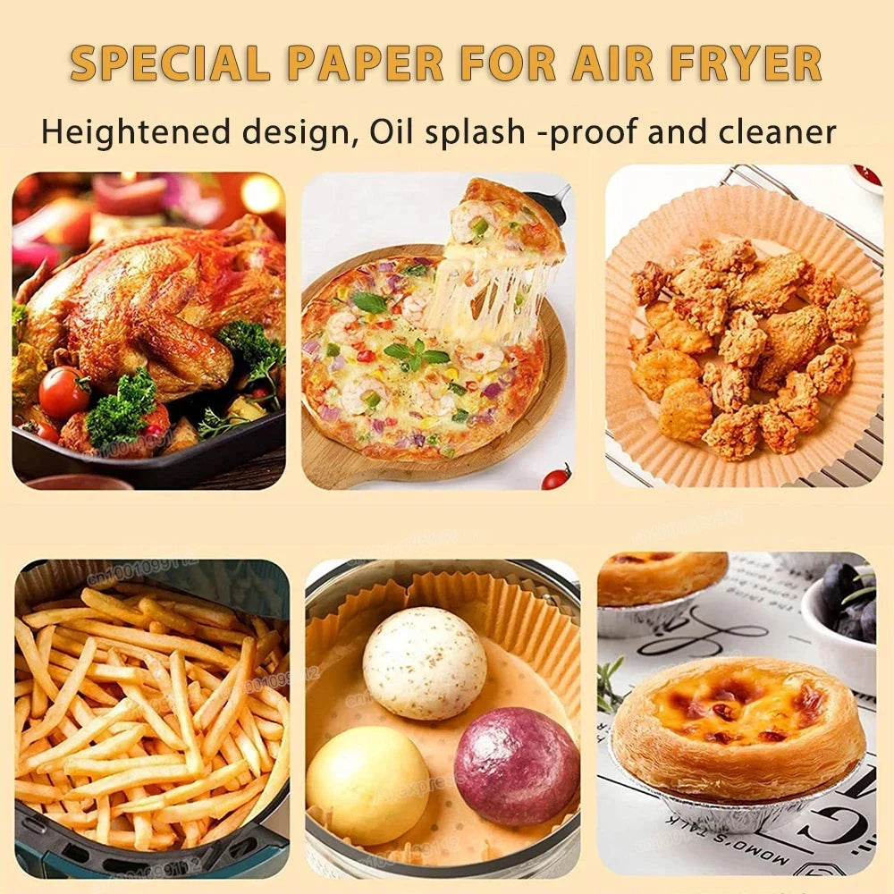 50/100Pcs Air Fryer Disposable Paper Non-Stick Airfryer Baking Papers ...